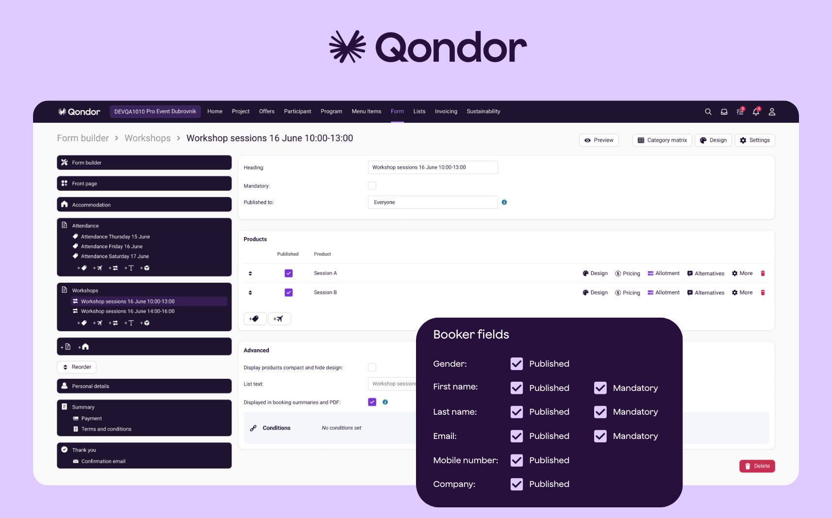 Creating event registration forms.